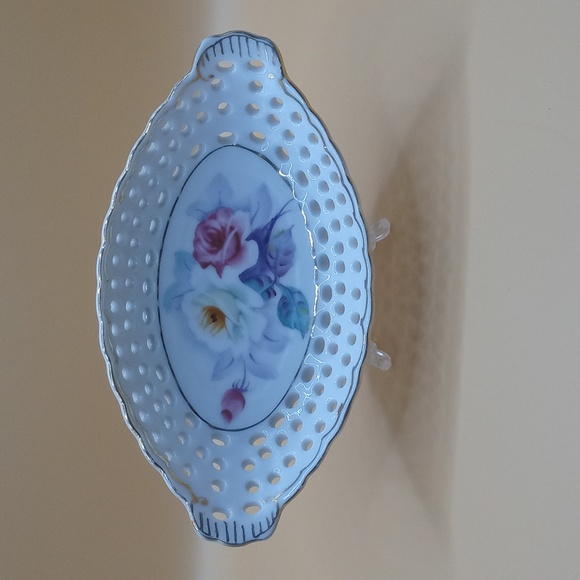 Accents | Vintage Oval Open Lace Edge Hand Painted Trinket Dish | Poshmark
